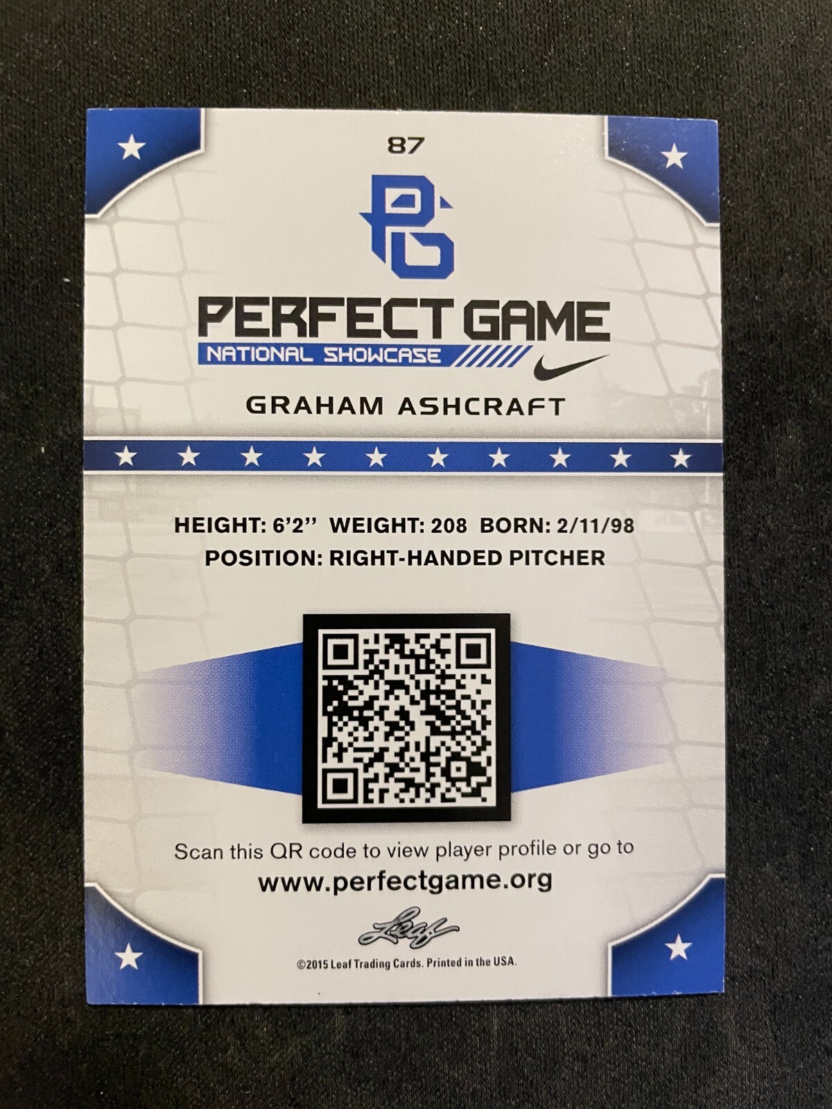 2022 REDS: Graham Ashcraft, SIGNED (2015 Perfect Game Card #87) | eBay