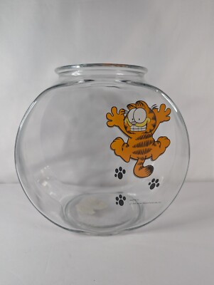 Vintage GARFIELD CAT Classic GLASS Fish Bowl Aquarium 1978 2 GALLON 8. ...