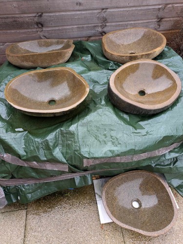 Job lot of 5 luxury granite river rock basins made from solid granite ...