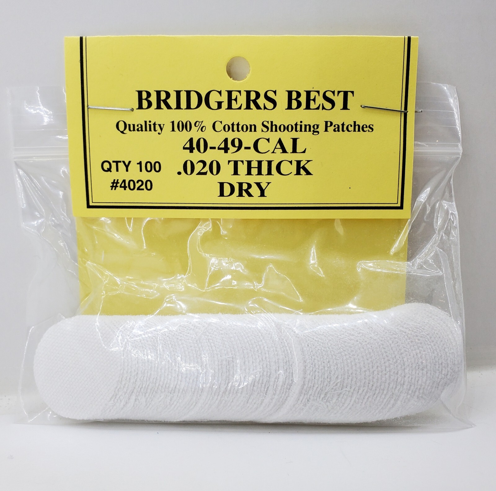 Bridgers Best Shooting Patches 100% Woven Cotton .40-.49 Cal .020 ...