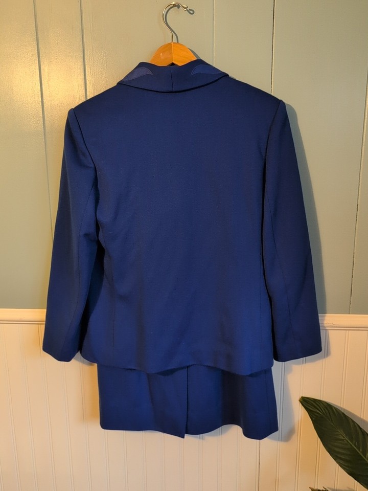 Women's Henry Lee 2 Piece Skirt Suit Royal Blue 10 Petite Set Business ...