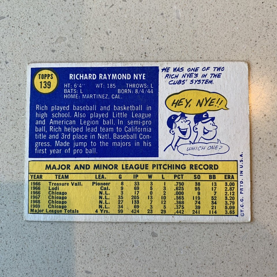 1970 Topps Rich Nye # 139 St. Louis Cardinals Baseball Card | eBay