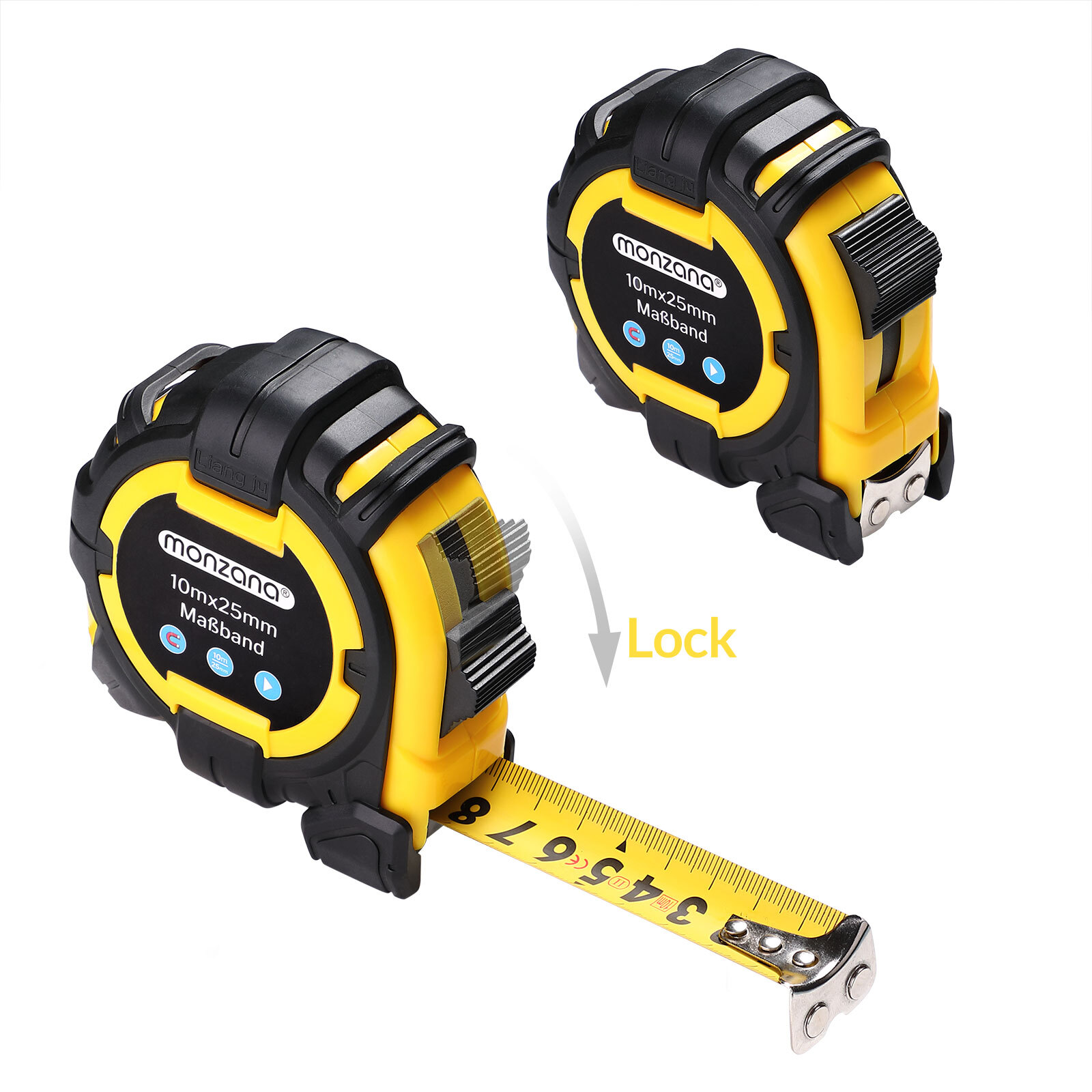 Monzana Maßband Rollmeter Bandmaß 3m 5m 7,5m 10m Autorollsystem mit ...