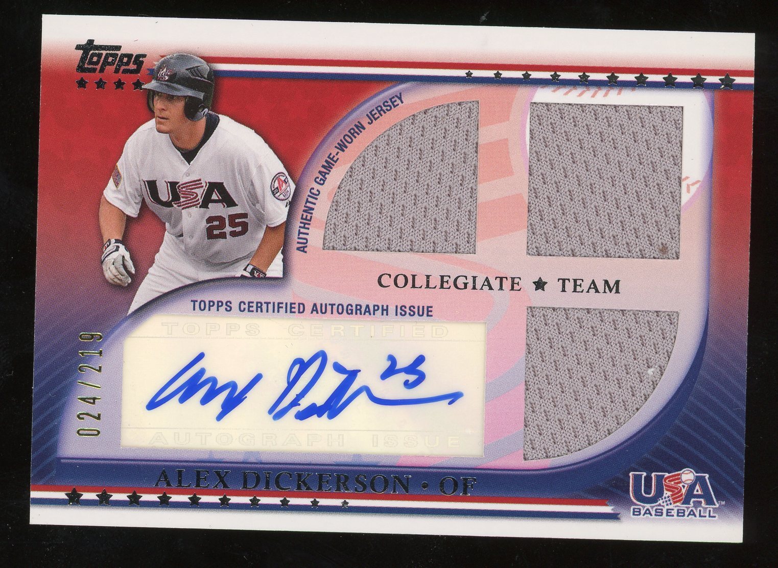 Alex Dickerson 2010 Topps USA Baseball Auto Rookie Patch Relic Serial # ...
