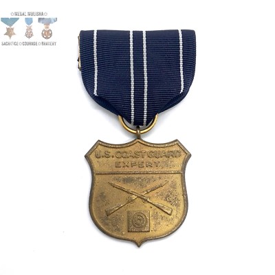 U.S. COAST GUARD EXPERT RIFLEMAN MEDAL CRIMP BROOCH POST WWII KOREA ...
