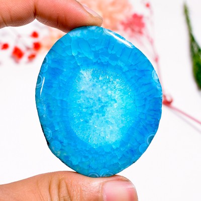 Neon Blue Solar Quartz Fancy Slice Loose Gemstone 134.5 Ct. 52X43X6 mm ...