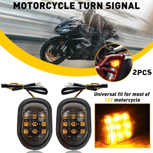 2x Universal Motorcycle Turn Signals Lights Amber Indicator For Suzuki ...