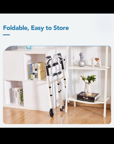 Oasis Space Compact Aluminum Folding Walker Front Wheel Adult Senior ...