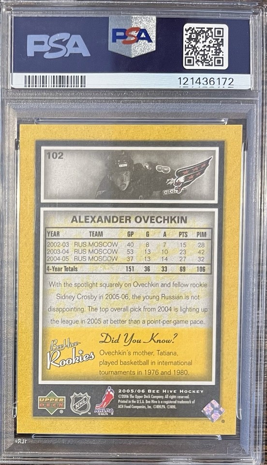 2005 UPPER DECK BEEHIVE #102 ALEXANDER OVECHKIN ROOKIE RC ROOKIE PSA 9 ...