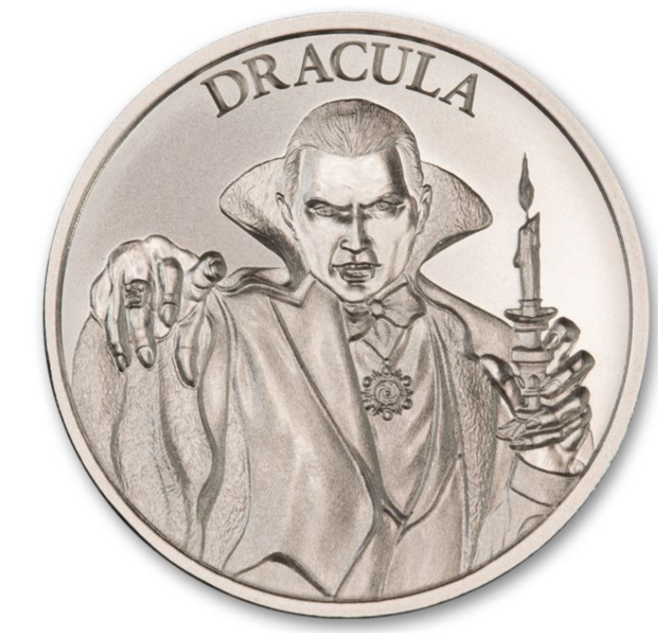Frankenstein Count Dracula Dark Black Silver Coin Castle Halloween ...