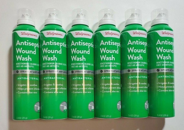 2 Walgreens Antiseptic First Aid Wound Wash Spray W/ Aloe Vera 7.4 Oz ...