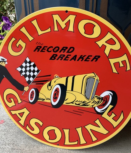 Vintage Style Gilmore Record Breaker Gasoline Oil Heavy Steel Metal ...