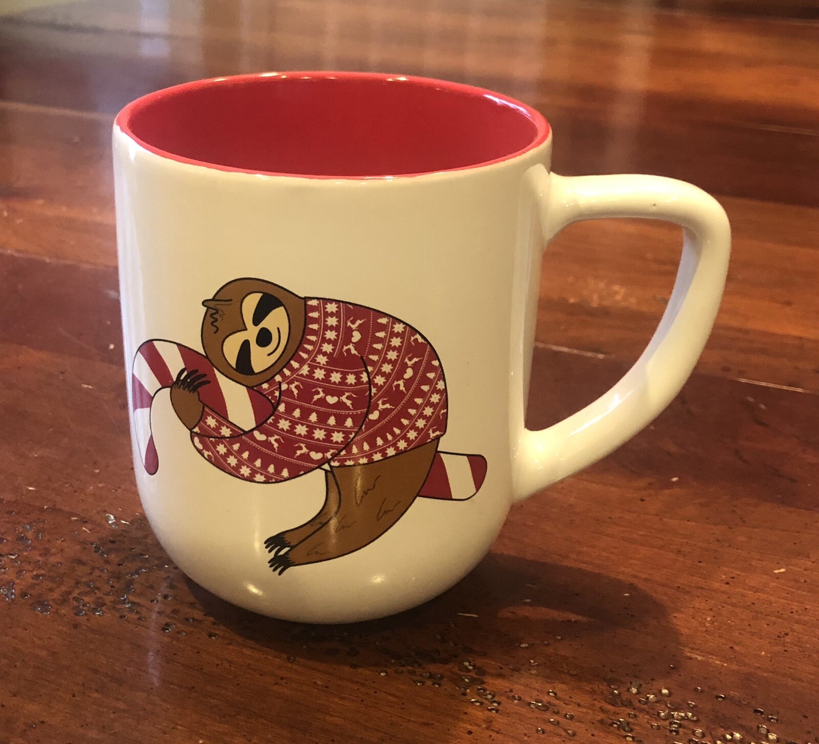 Whimsical Holly & Joy Sloth Candy Cane Ceramic Mug Dishwasher Microwave ...