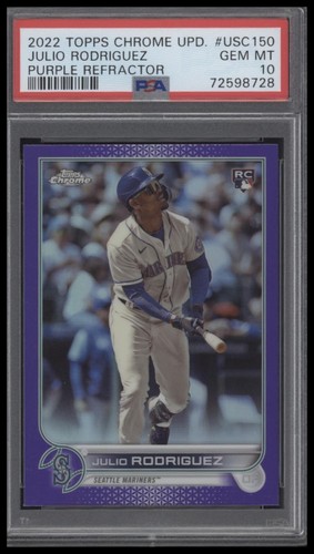 Julio Rodriguez RC 2022 Topps Chrome Update #USC150 Purple Refractor ...