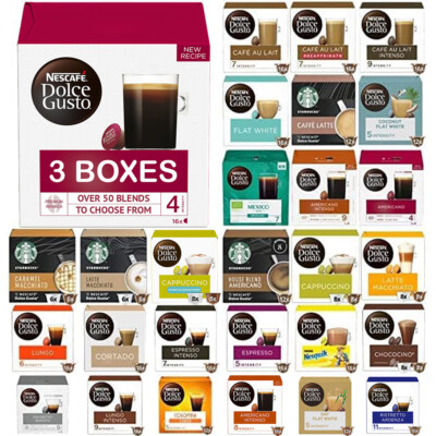 NESCAFE DOLCE GUSTO COFFEE PODS: 3 BOXES of 16 CAPSULES (YOU CHOOSE ...