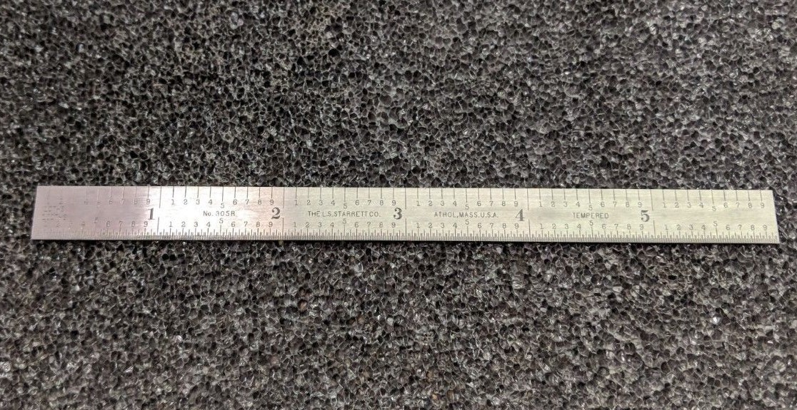 Starrett 305r-6 Satin Chrome Finish Scale.10ths 100ths 32nds 64ths in ...