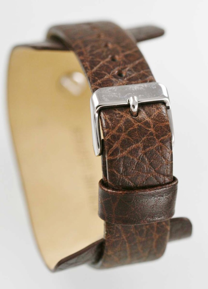 Graphite Watch Mens Stainless Steel Silver Gold Leather Wide Brown ...