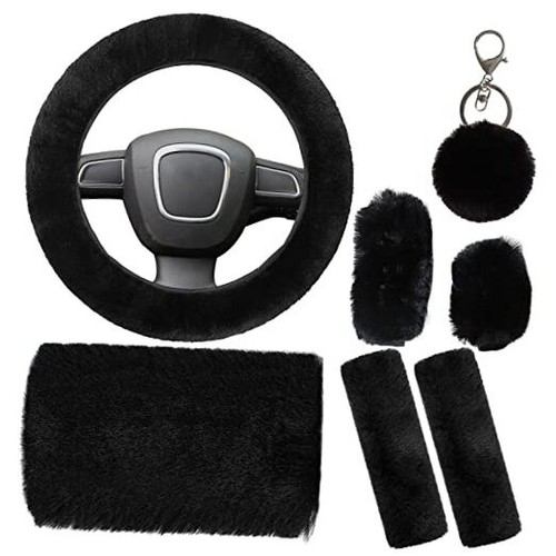 7 Pieces Fluffy Car Accessories Set, Cute Fluffy Steering Wheel Cover ...