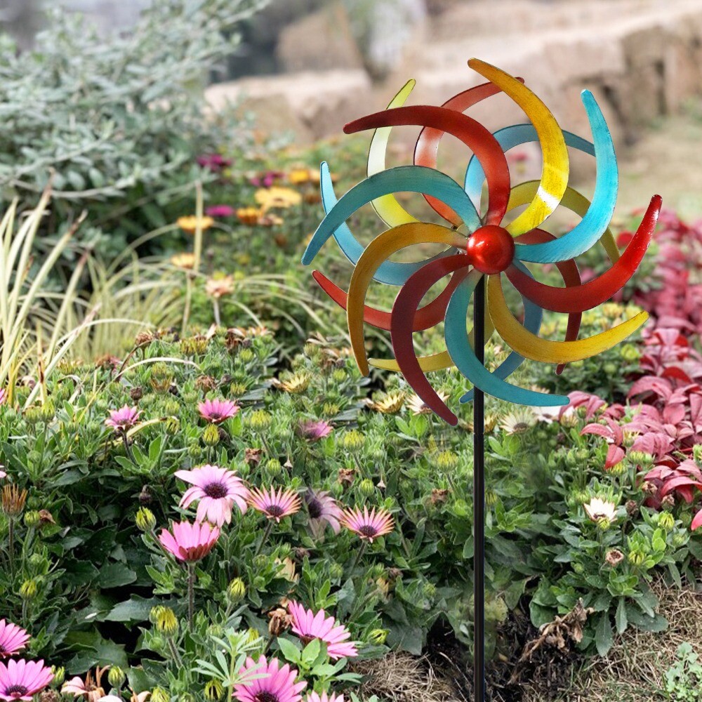 Colorful Garden Iron Windmill Metal Rotating Windmill Outdoors | eBay