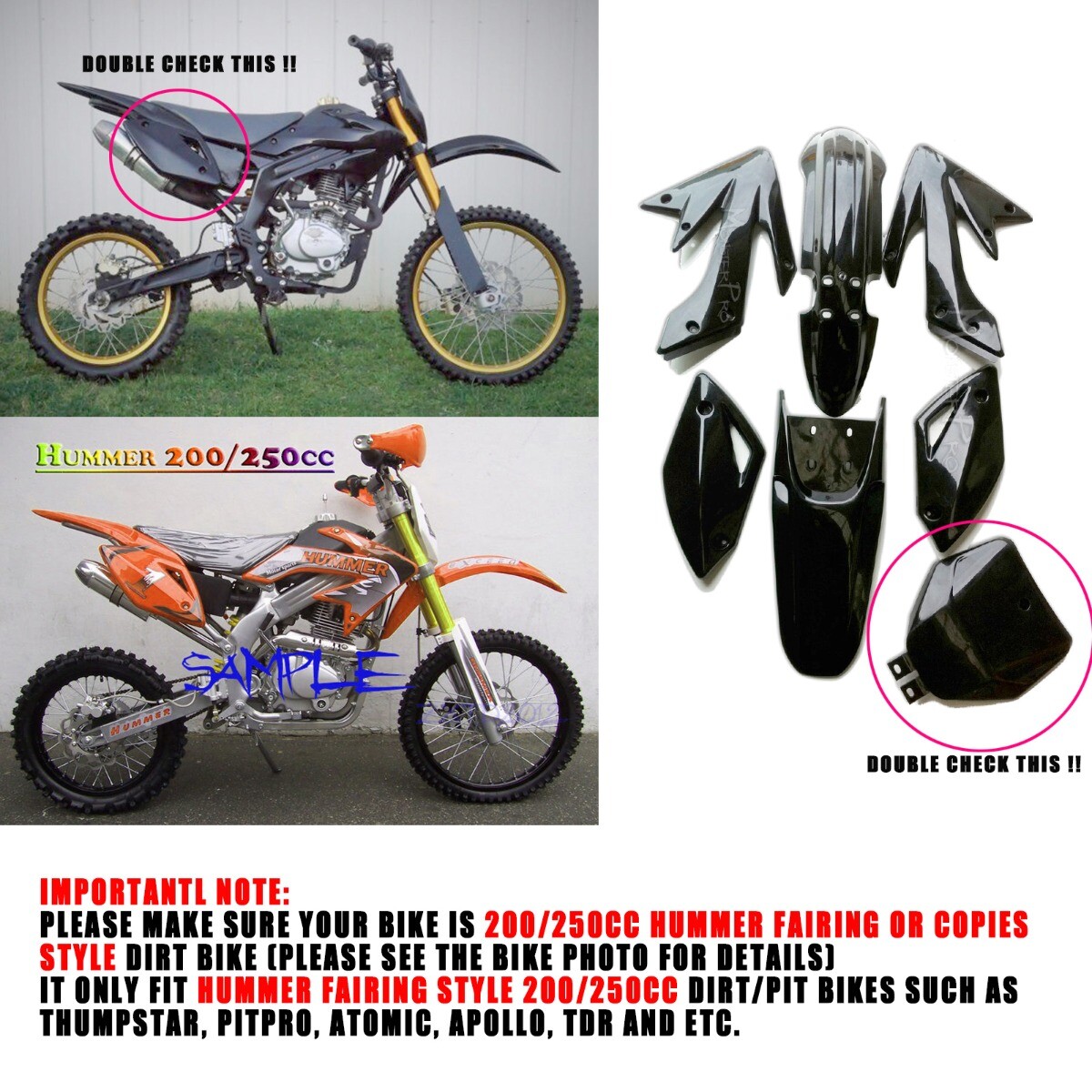 Rear Side Plastic Fairing Fender for Zongshen 200cc/250cc Hummer Dirt ...
