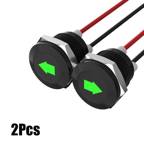 2x Green 12mm LED Car Indicator Dash Lights Single Arrow Metal Turn ...