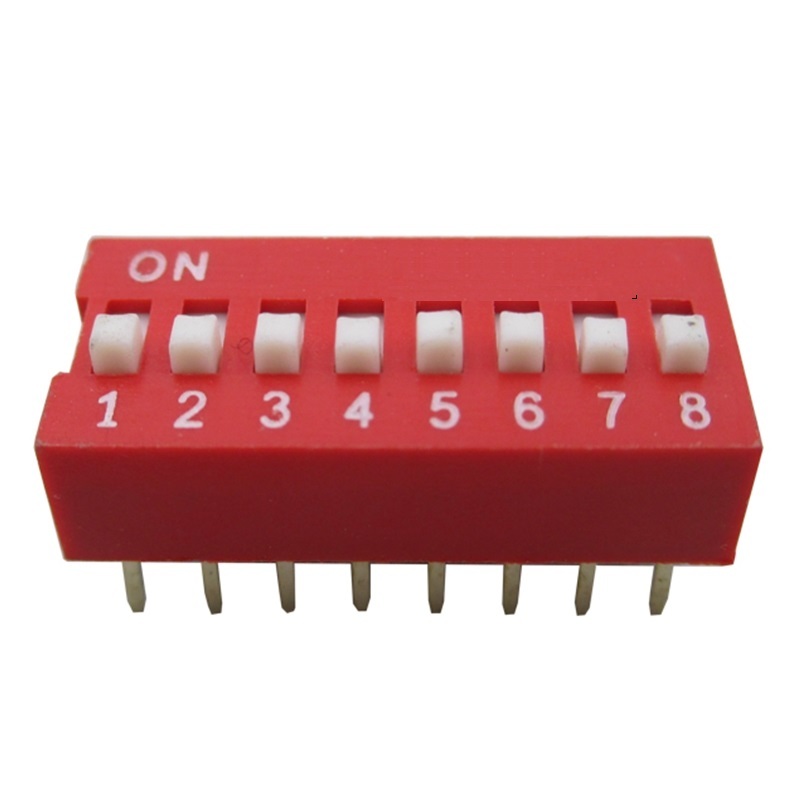 50PCS NEW Red 2.54mm Pitch 8-Bit 8-Positions Way Slide Type DIP Switch ...
