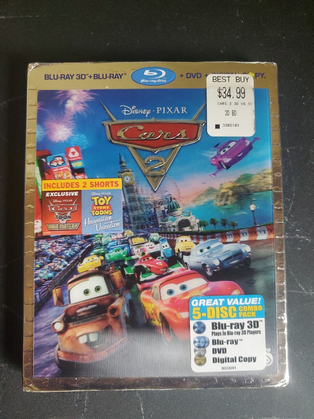 Cars 2 (3D Blu-ray/DVD, 2011, 5-Disc Set) Lenticular Slipcover - Toys R ...