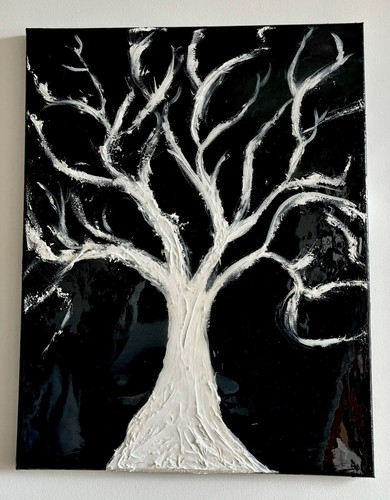 Tree of Life. Hand-painted oil painting on canvas, covered with epoxy ...