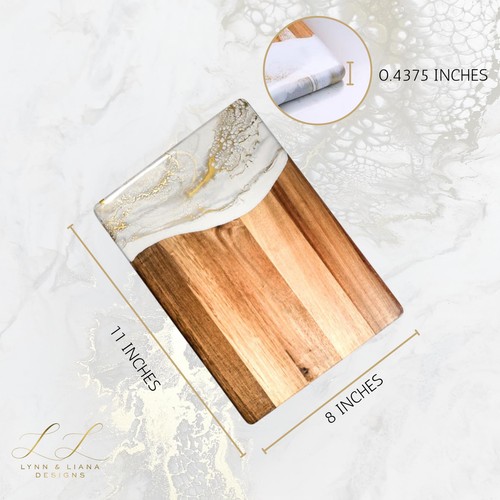 Wood Cutting Board Serving Date Night Acacia Cheese Resin Luxury Charcuterie 810097403154| eBay