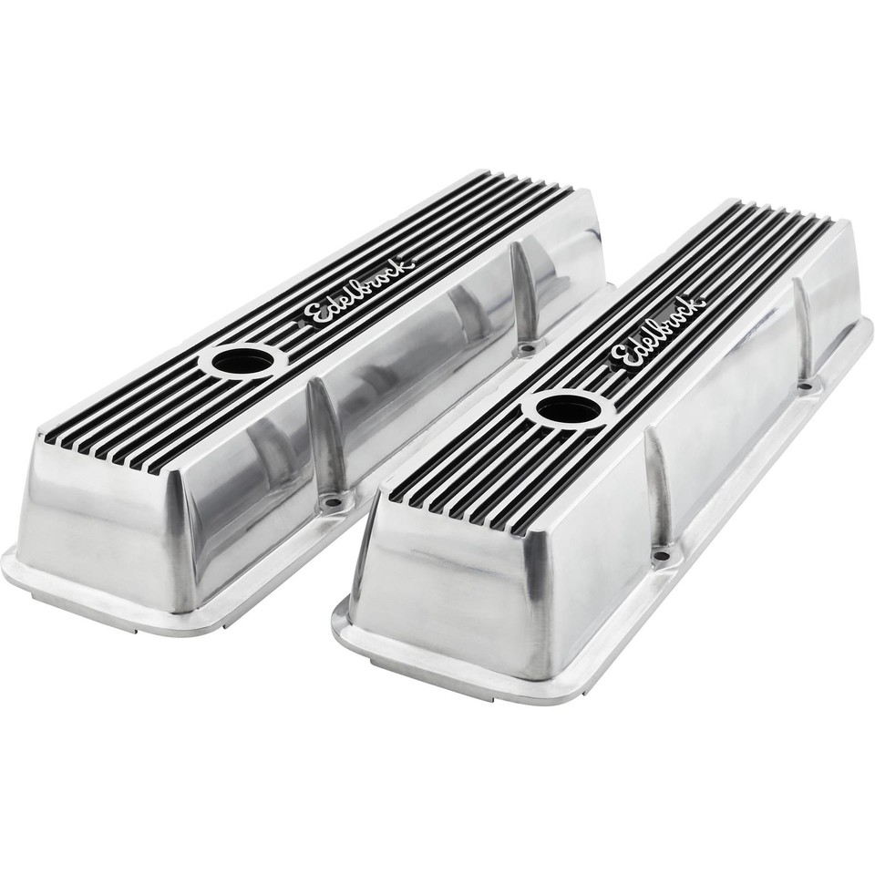 Edelbrock 4262 Elite Series Valve Cover Set, Small Block Chevy 305 350 ...