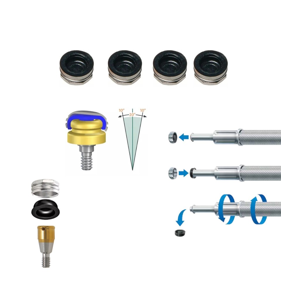 Dental Overdenture Locator Implant Male Cap Retention Inserts Kit PEEK ...