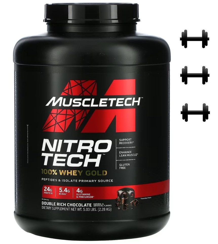 Muscletech Nitro Tech 100% Whey Gold French Vanilla Cream, Strawberry ...