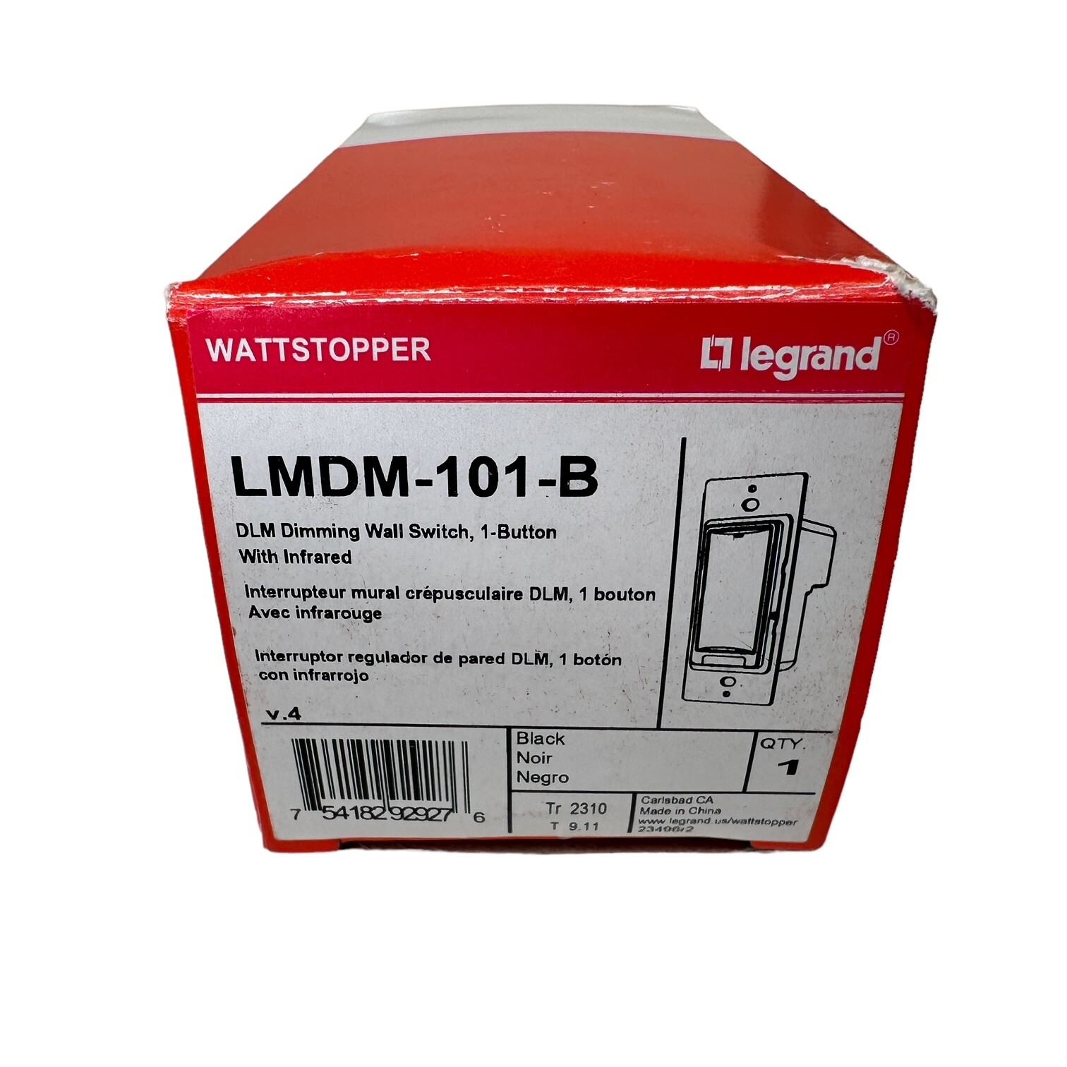 WattStopper Legrand LMDM-101-B DLM Dimming Wall Switch 1 Button w ...