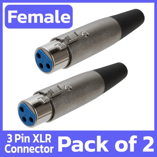 2 Pack XLR Connector 3-Pin Straight Female Microphone MIC Plug 3 Pole ...