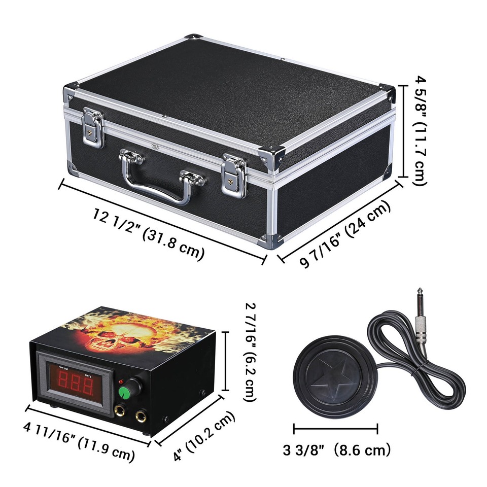 Complete Tattoo Starter Kit 4 Machine 40 Ink Power Supply Needle Grip ...