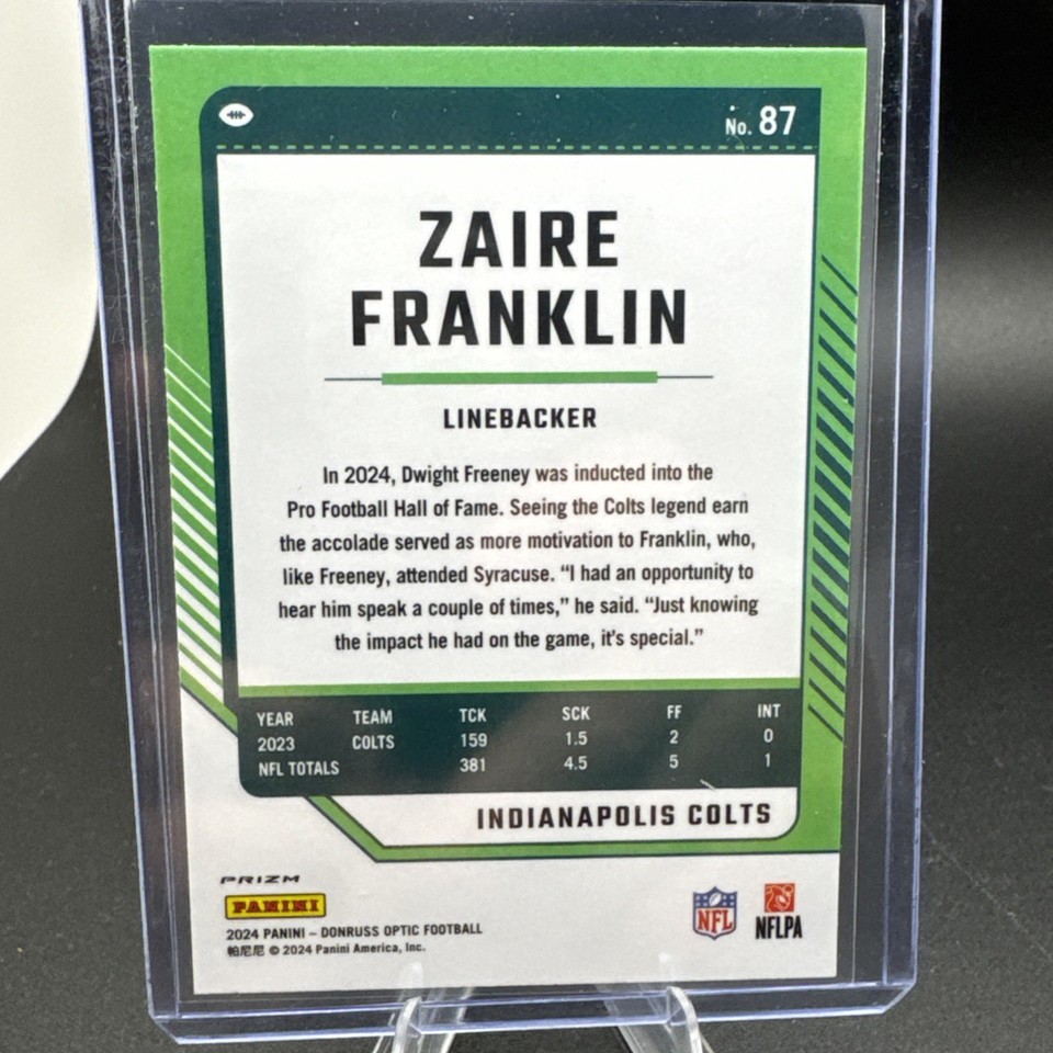 2024 Panini Donruss Optic - Zaire Franklin #87 Holo Prizm | eBay