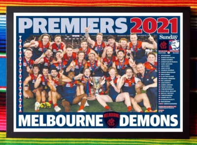 Framed 2021 MELBOURNE DEMONS AFL Premiers Poster - 45cm x 32cm x 3cm ...