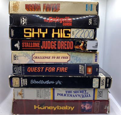 Lot 9 VHS Tapes Big Drawer Cases Honeybaby Sky High Horror Ex Video ...