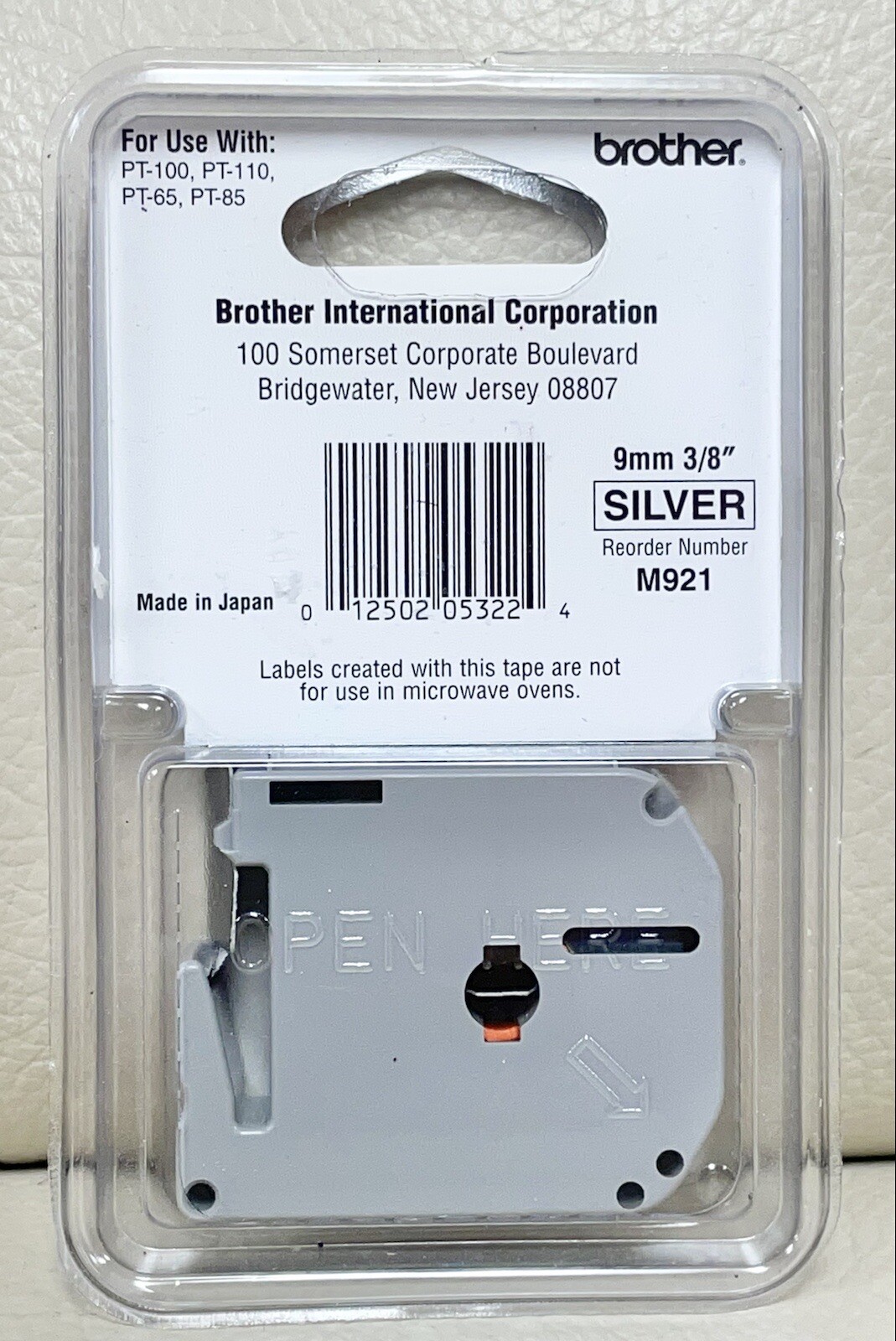 2 Brother M921 Black on Silver P-touch Tape for Pt65 Pt-65 PTouch M ...