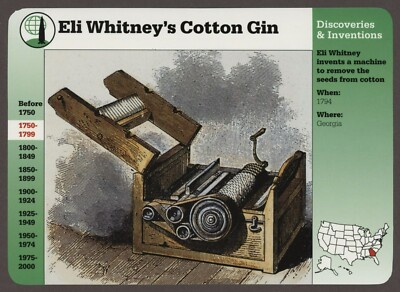 Eli Whitneys Cotton Gin Story of America History Card Discoveries ...