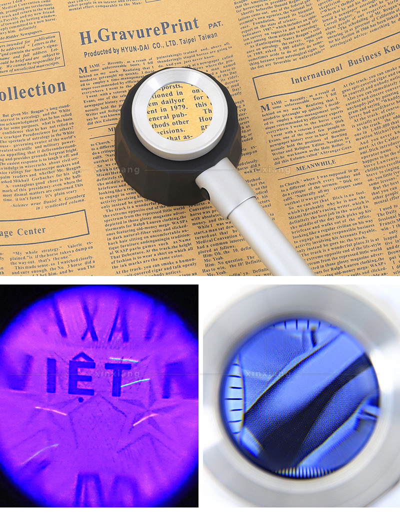 LED&UV Lighted 20X Handheld Magnifier with Scale Measuring Loupe for ...