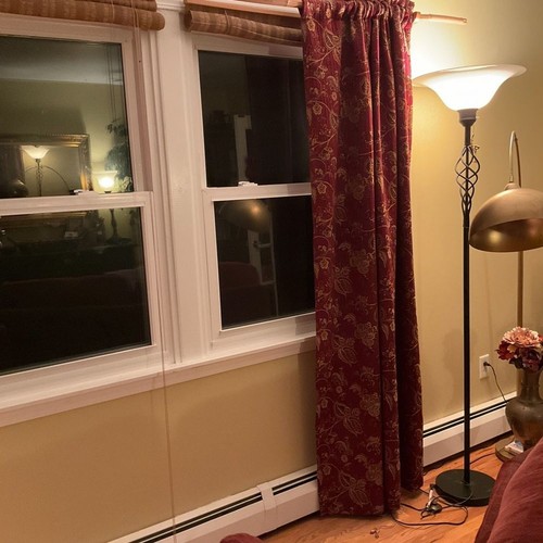 LONG DRAPES - CURTAINS (2) Panels Super Thick Floral Rod Pocket Rust ...