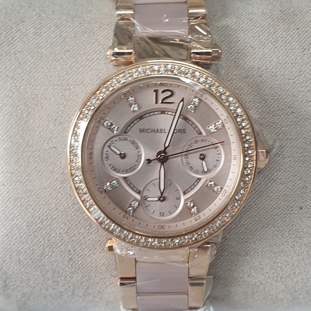 Michael Kors Mini Parker 33 mm Stainless Steel Case Women's Rose Gold ...