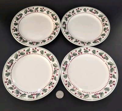 Set 4 Oneida Winter Wonderland Christmas Holly 'N Berries 7" Ceramic ...