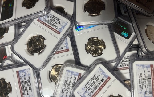 COIN GRAB BAG LOT OF 2 DIFFERENT NGC GRADED US PRESIDENTIAL DOLLAR ...