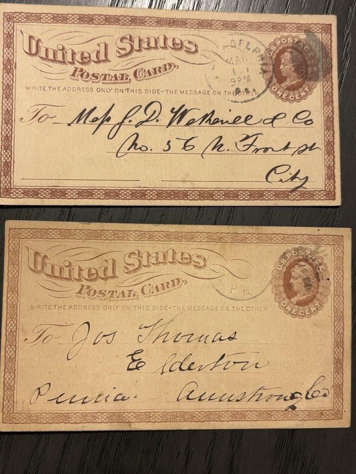 1870s UX1 UX3 POSTAL CARD Letter Lot Chicago New York Pennsylvania Hand ...