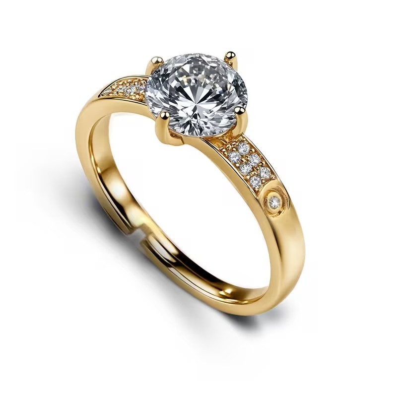 2 carat lab created Diamond Round 18k filled Ring VVS1 clear color D ...