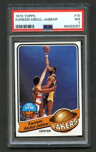 1979 Topps Basketball KAREEM ABDUL JABBAR #10 PSA 7 NM Los Angeles ...