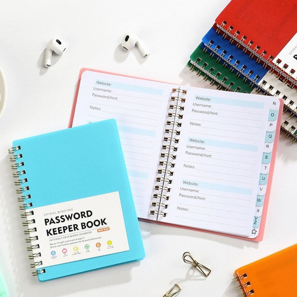 A6 MINI Size Spiral Password Keeper Book With Alphabetical Tabs ...