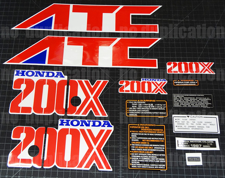 1987 87' ATC 200x 13pc pegatina Stickers 3 wheeler Decal adhesiv ...